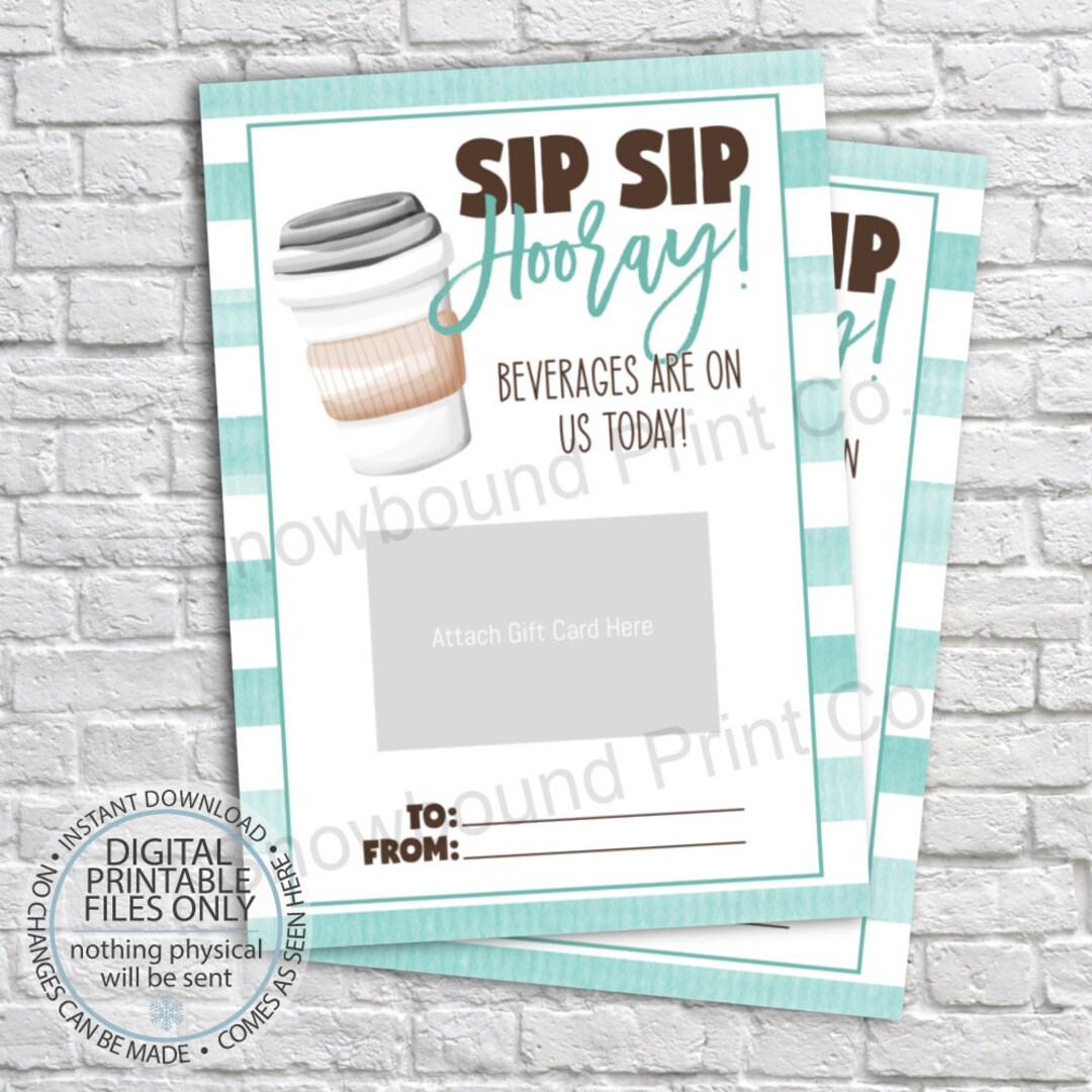 Coffee Thank You Gift Card Holder, Sip Sip Hooray, Latte Appreciation ...