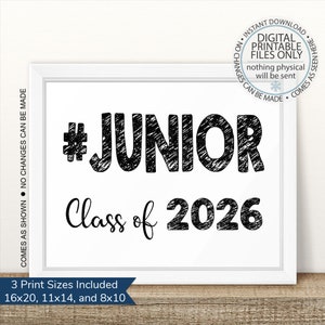 Junior Class of 2026, First Day of Junior Year, Printable First Day ...