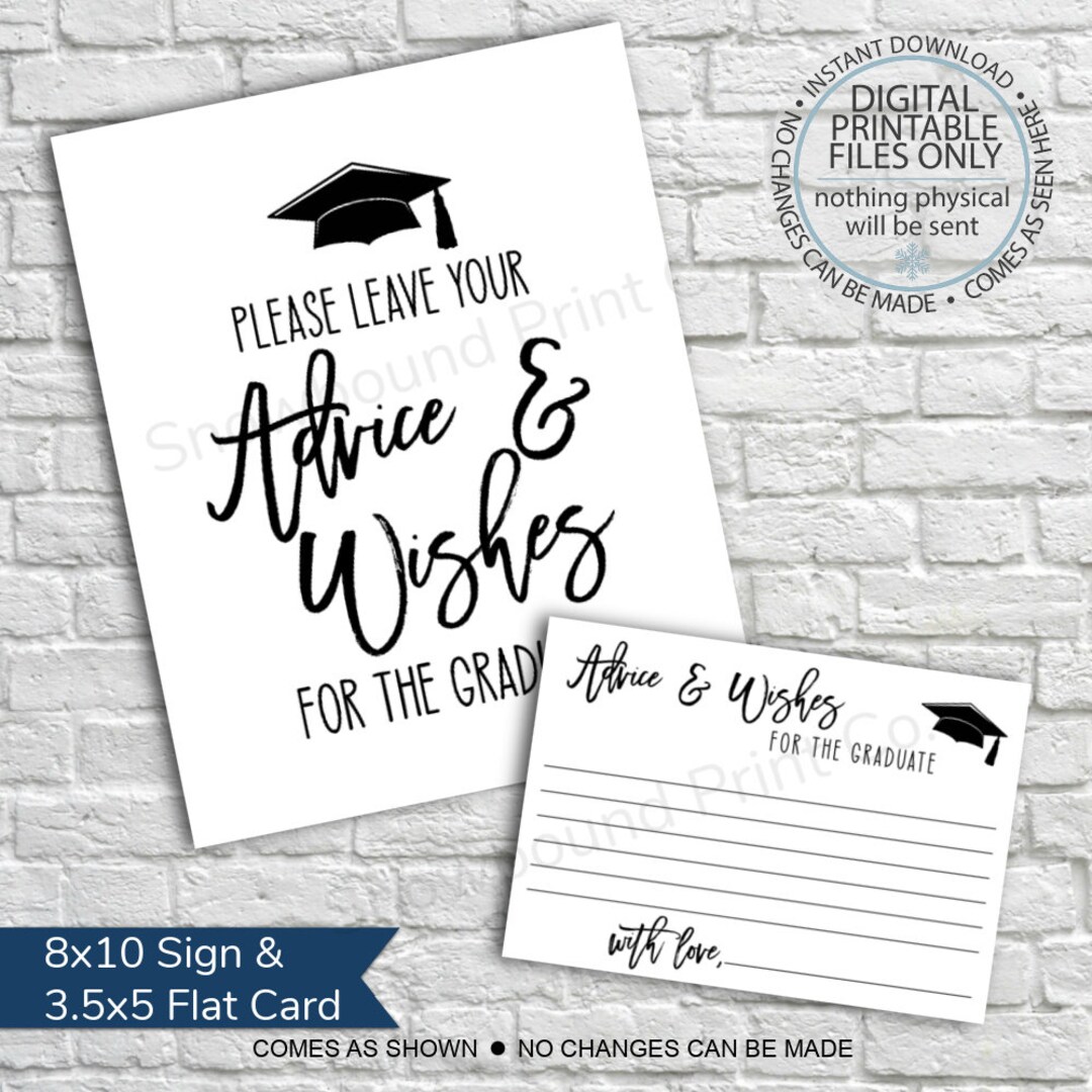 Printable Advice for the Graduate Sign and Cards, High School ...