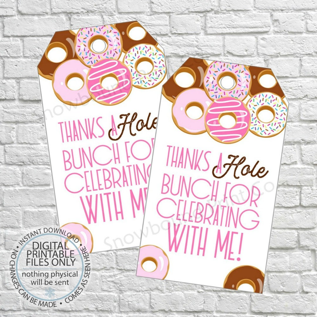 Donut Favor Tags, Donut Birthday, Thank You Tags, Doughnut Birthday ...