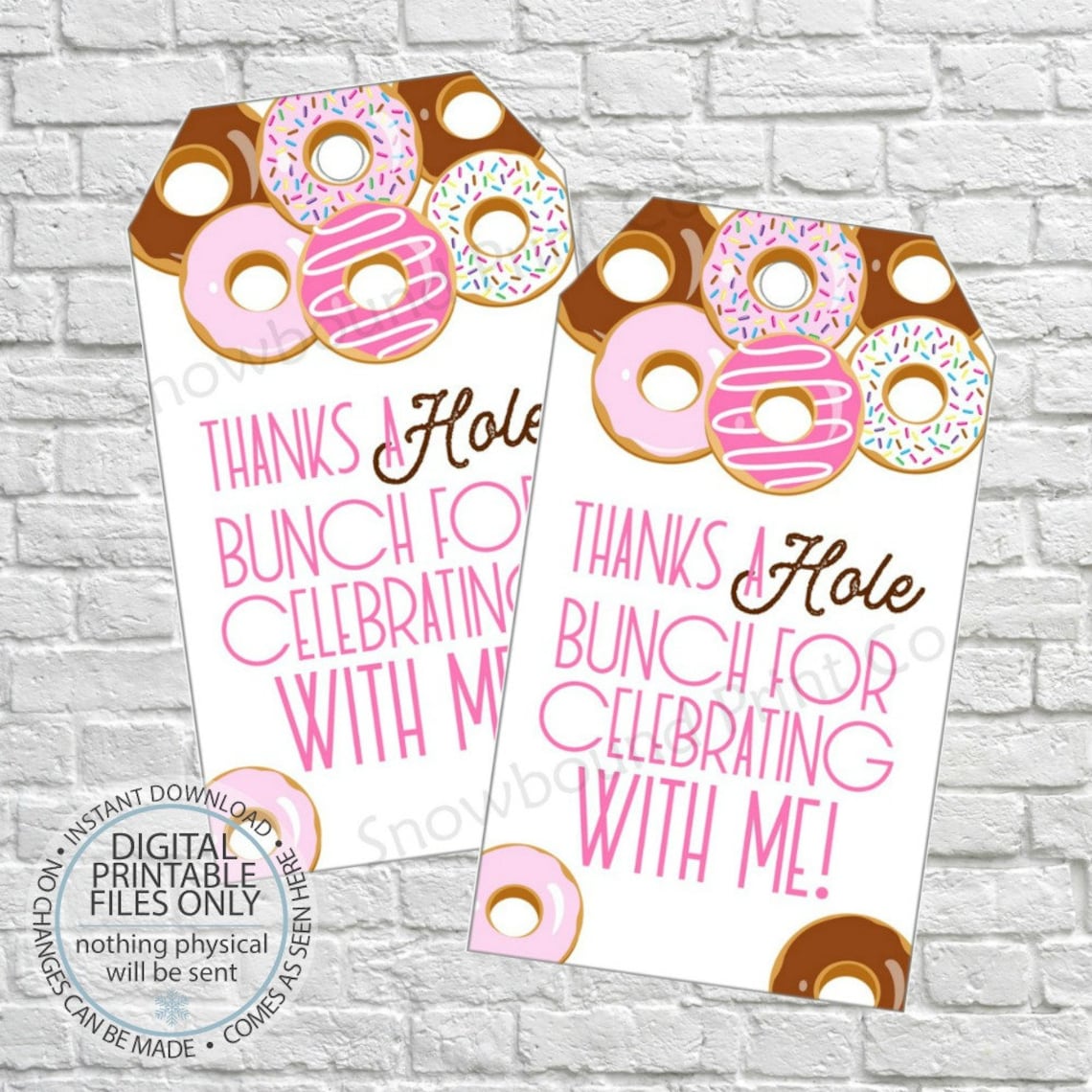 Donut Favor Tags Donut Birthday Thank You Tags Doughnut | Etsy
