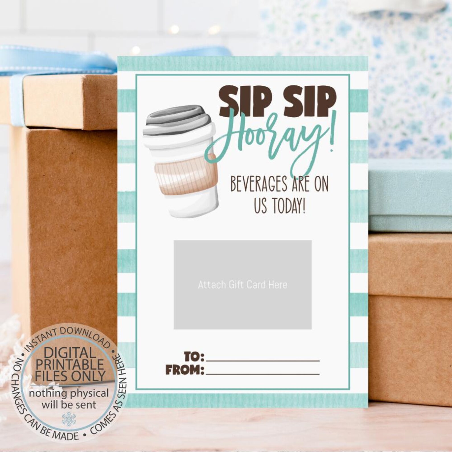 Coffee Thank You Gift Card Holder, Sip Sip Hooray, Latte Appreciation ...