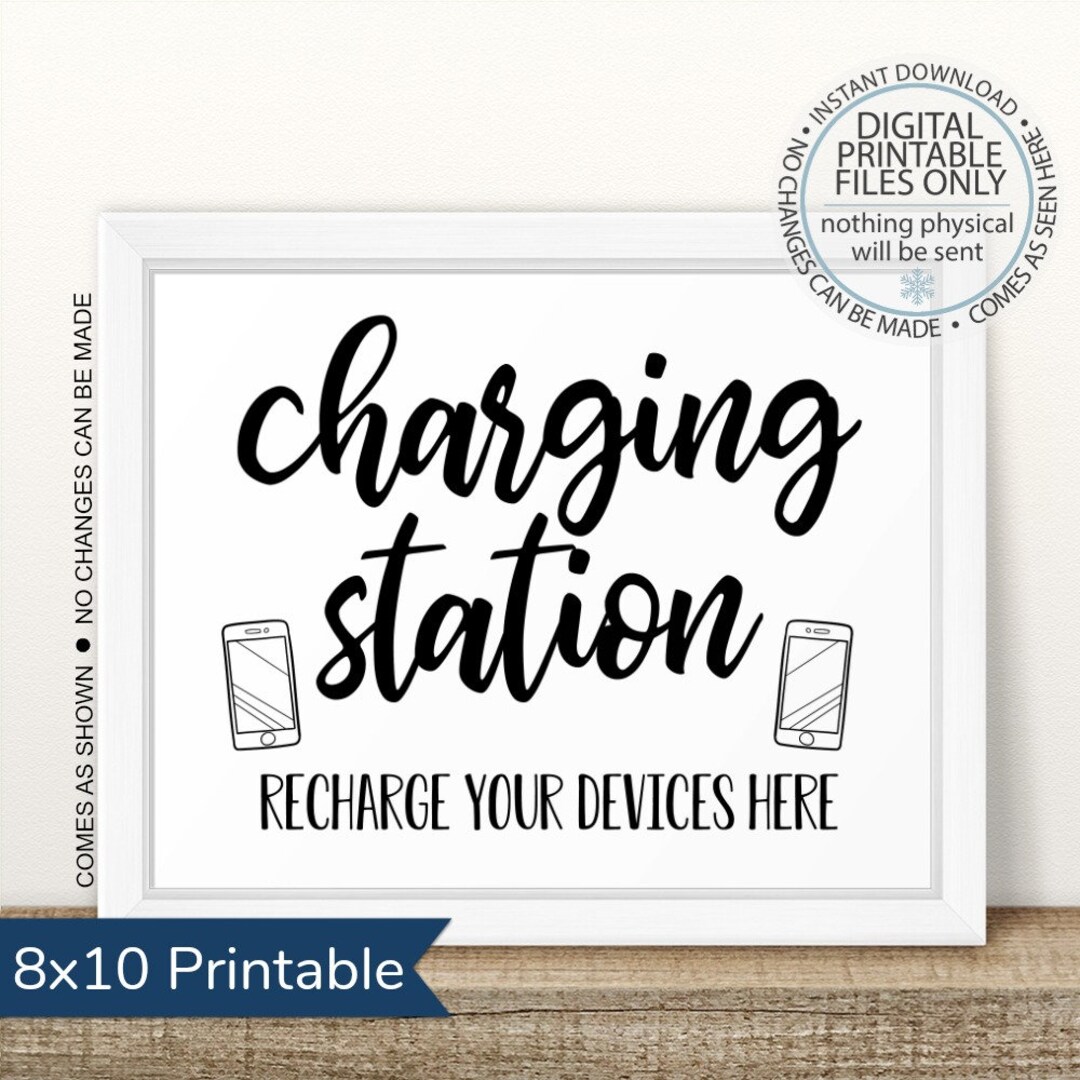 Charging Station Sign, Recharge Your Devices Here, Wedding Charge Bar ...