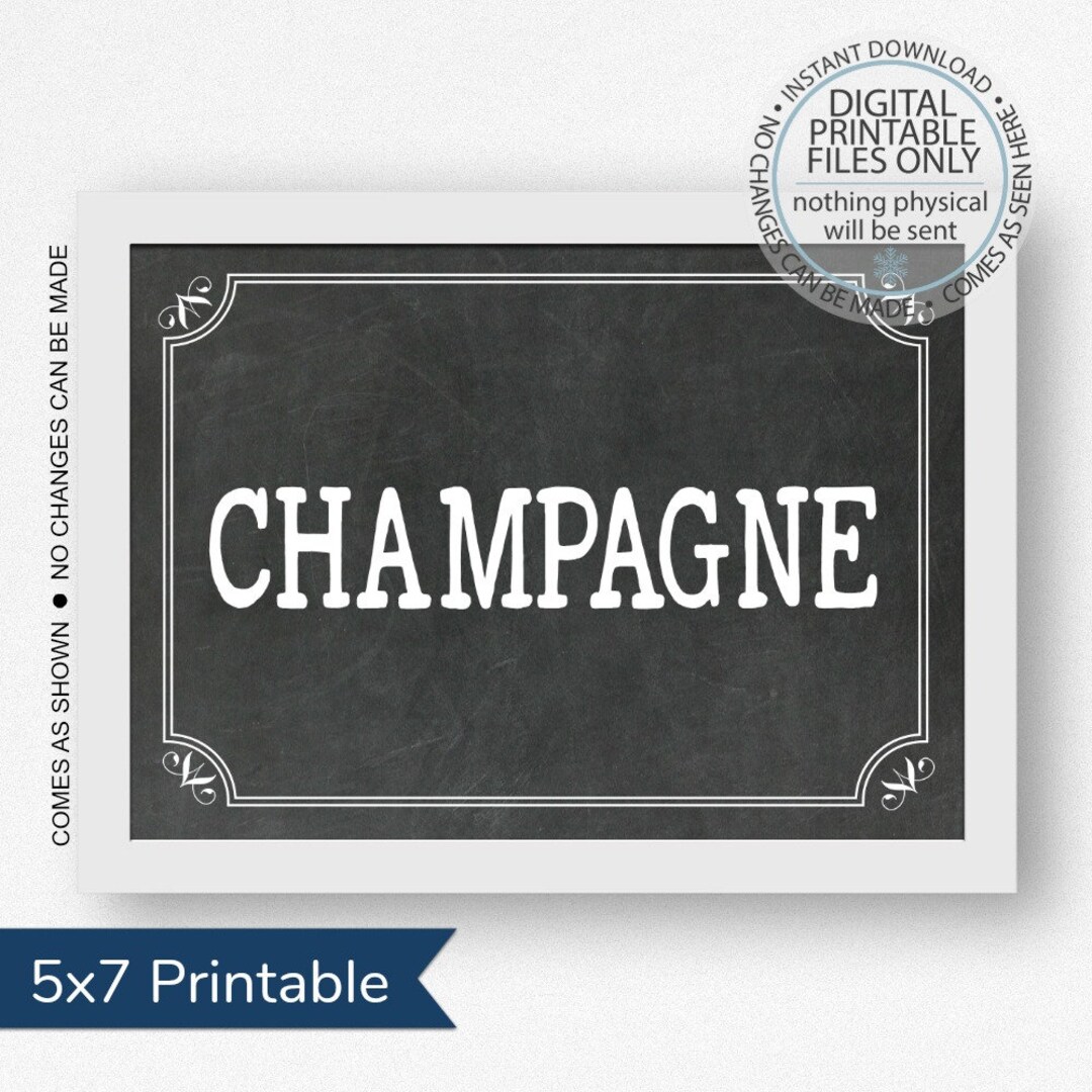 Printable Champagne Sign, Open House Sign, Wedding Sign, Drink Station ...