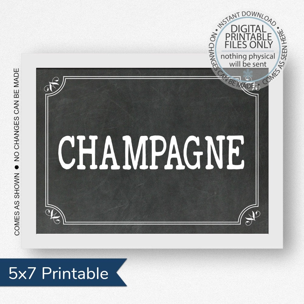 Printable Champagne Sign Open House Sign Wedding Sign Drink | Etsy