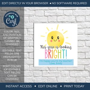 EDITABLE This Year is Looking Bright Tag, Back to School Year Tag ...