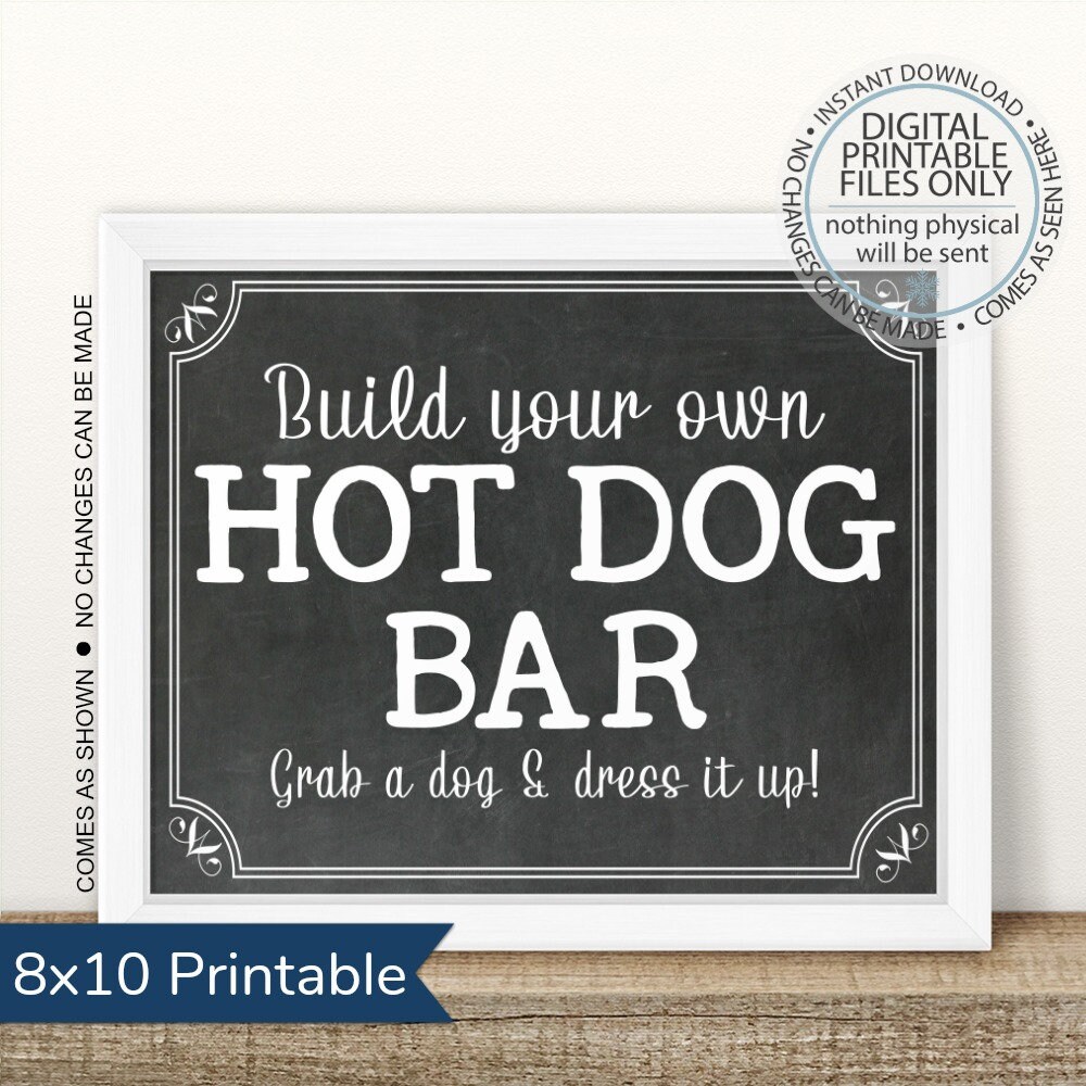 Printable Hot Dog Bar Sign Printable Hot Dog Table Sign Hot | Etsy
