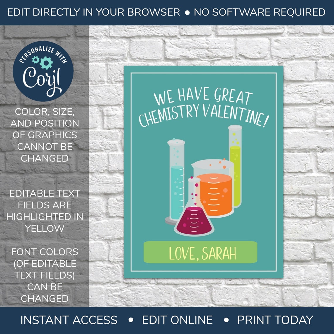 EDITABLE Chemistry Valentine's Day Cards We Have - Etsy