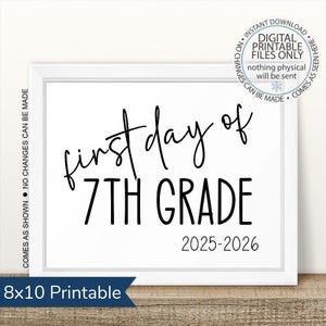 Printable First Day of Seventh Grade 2025-2026, First Day of School ...