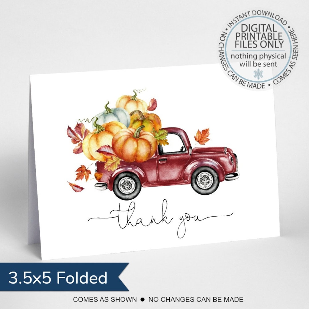 Printable Fall Thank You Card, Appreciation Card, Baby Shower Thank You ...