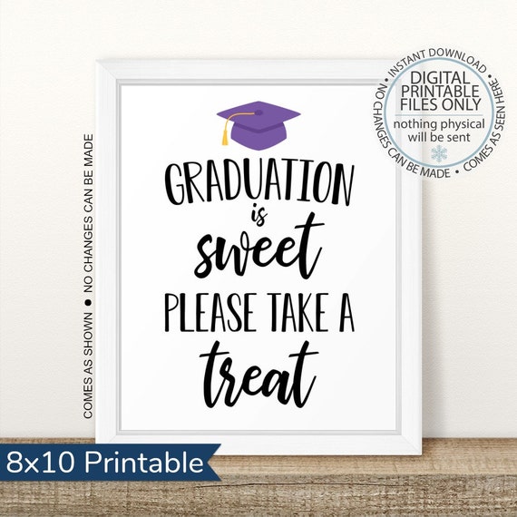 Graduation is Sweet Please Take a Treat Sign Printable | Etsy