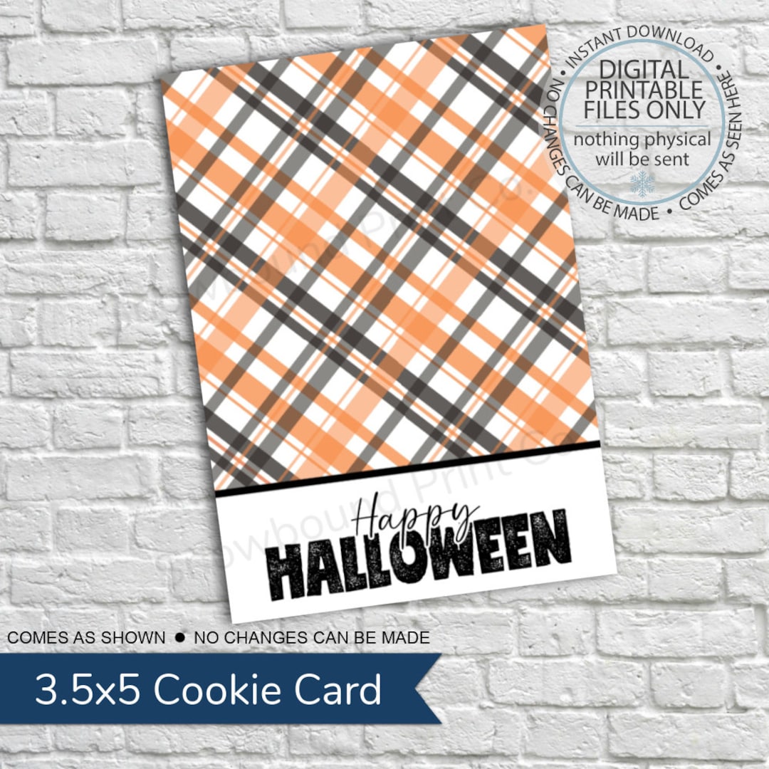 PRINTABLE Mini Cookie Card 3.5x5 Happy Halloween, Halloween Cookie Card ...