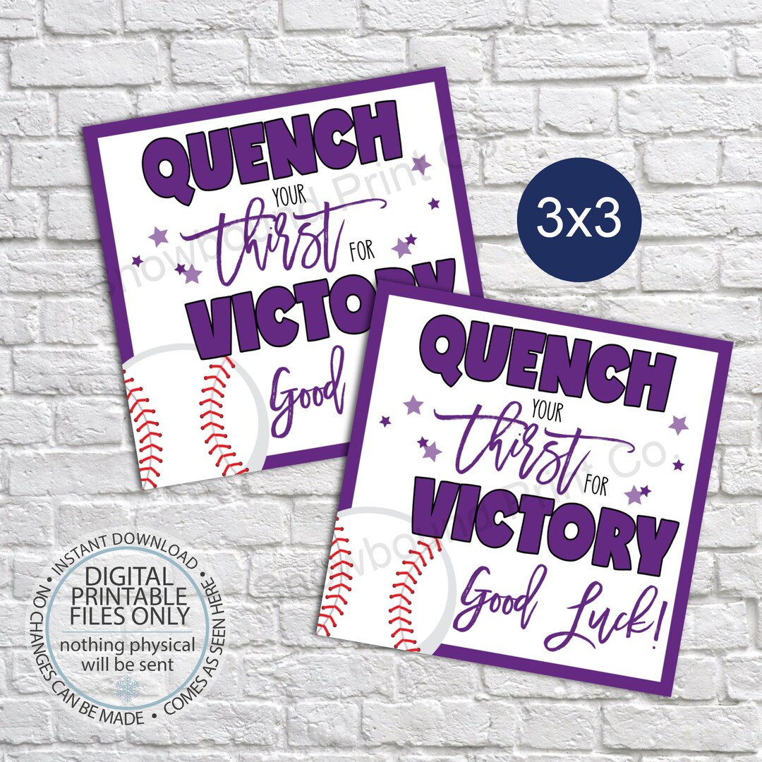 Printable Good Luck Baseball Tag, Quench Your Thirst for Victory Tag ...