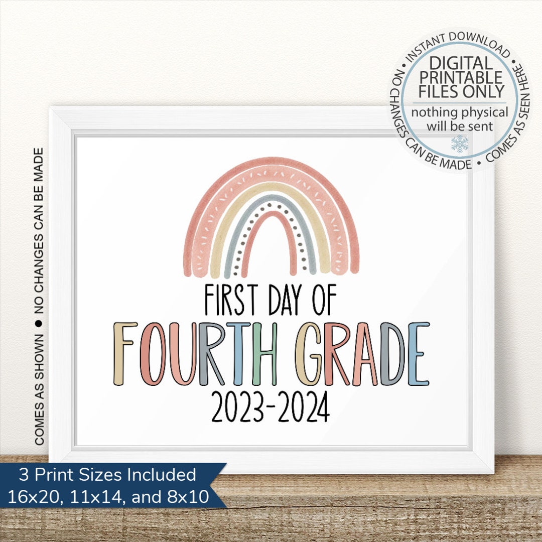 Printable First Day of 4th Grade 2023-2024 First Day of - Etsy