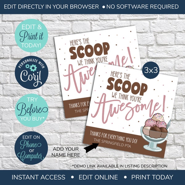 Employee Appreciation Ice Cream - Etsy