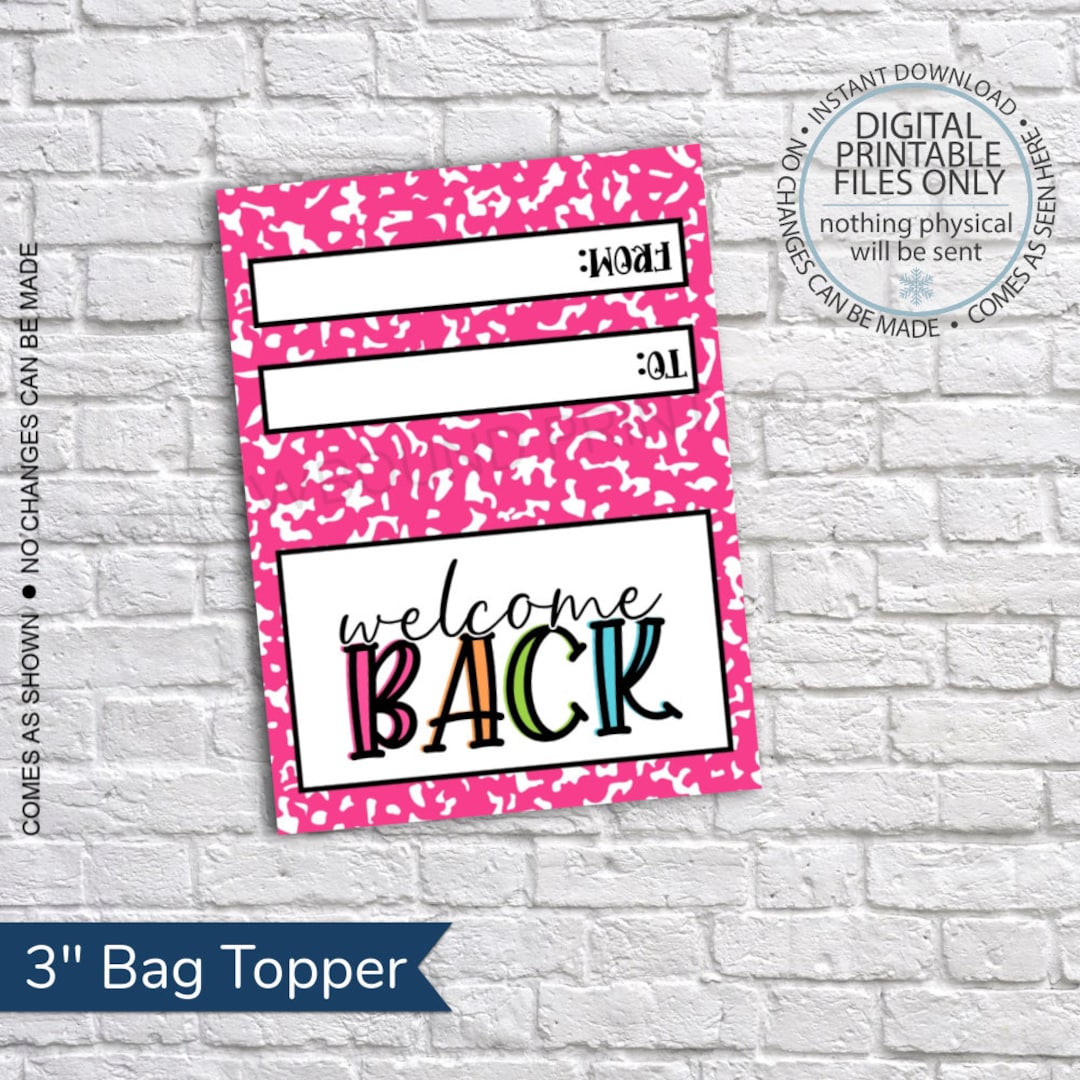 Printable Back to School Treat Bag Toppers 3 Inch Gift Bag Toppers ...
