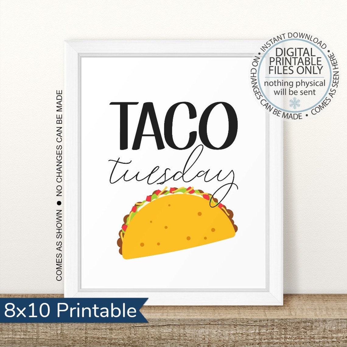 Taco Tuesday Printable Art Typography Art Poster Typography - Etsy