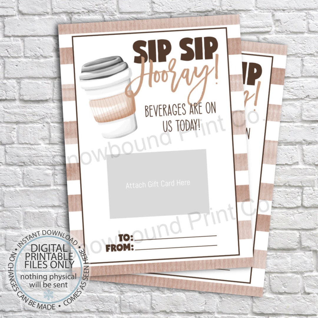 Coffee Thank You Gift Card Holder, Sip Sip Hooray, Latte Appreciation ...
