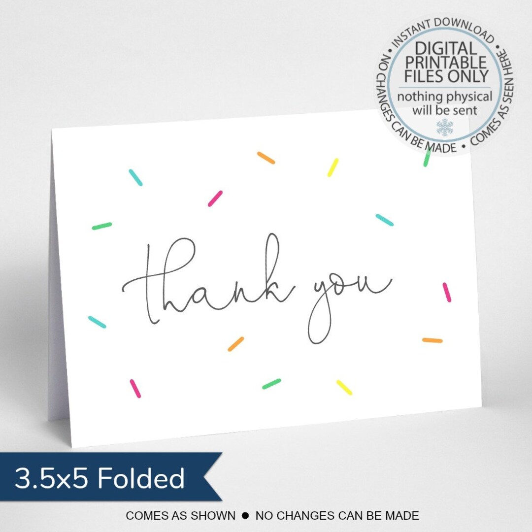 Printable Sprinkles Thank You Card, Appreciation Card, Baby Shower ...
