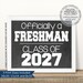 Freshman Class of 2027, First Day of Freshman Year, Printable First Day ...