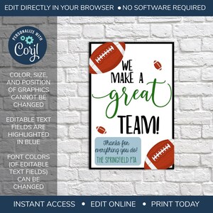 EDITABLE Football Appreciation Tag, Coach Appreciation Gift ...