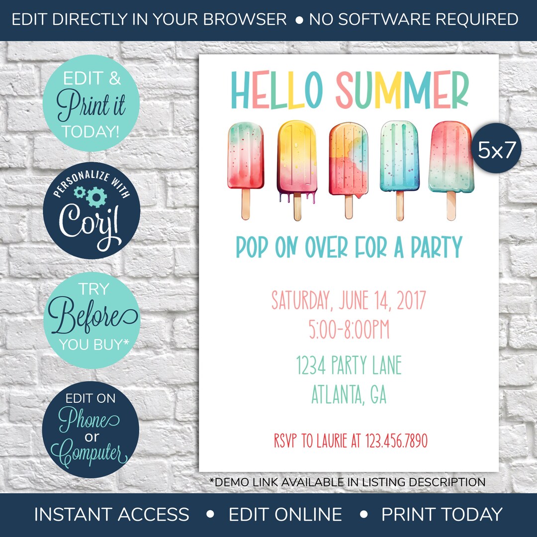 EDITABLE Summer Party Invites, Playground Invitation, Summer Break ...