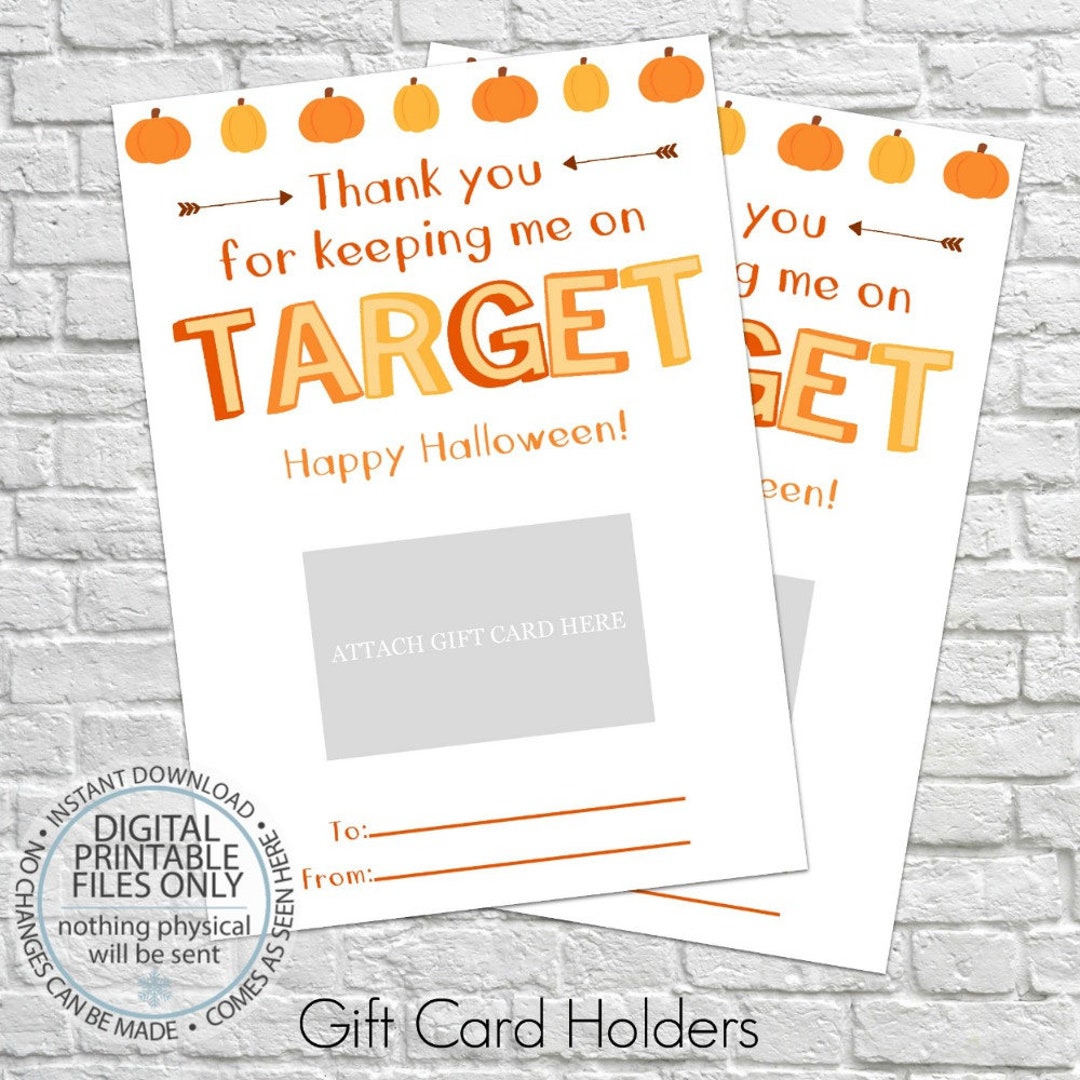 Printable Halloween Gift Card Holder, Thank You Gift Card Holders ...