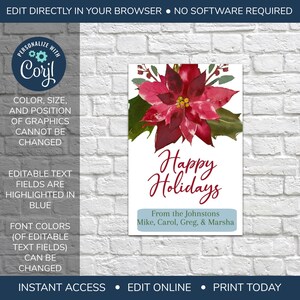 EDITABLE Christmas Gift Tags, Christmas Favor Tags, Poinsettia Tag ...