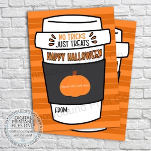 Printable Halloween Gift Card Holder, No Tricks Just Treats, Thank You ...