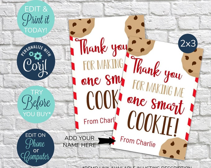 Smart Cookie Tags - Printable and Editable File - Etsy Canada
