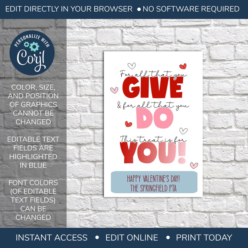 EDITABLE Valentine's Day Appreciation Gift Tag Teacher - Etsy