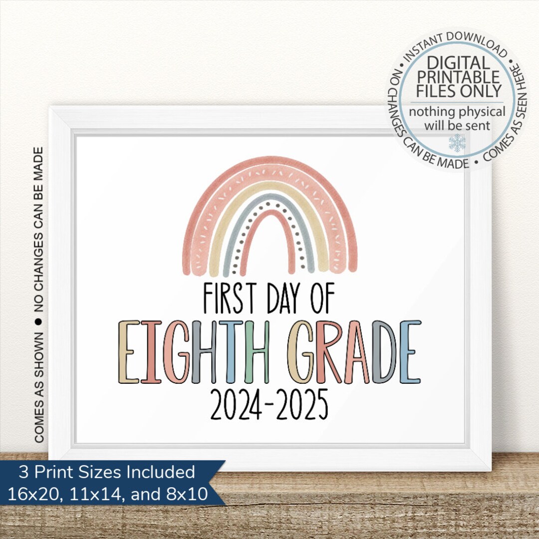 Printable First Day of 8th Grade 2024-2025, First Day of School ...
