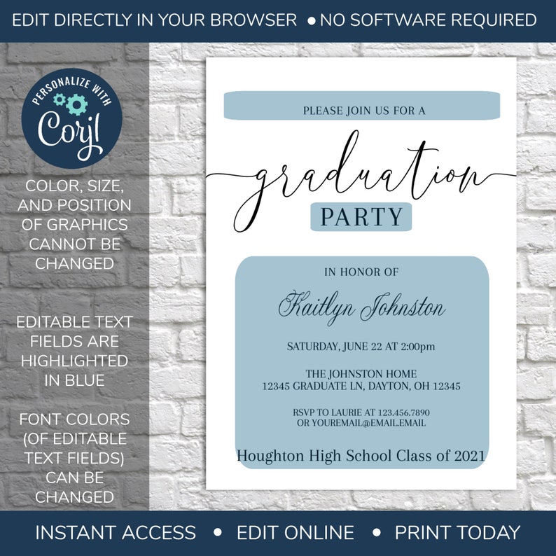 EDITABLE Class of 2023 Graduation Open House Invitation - Etsy