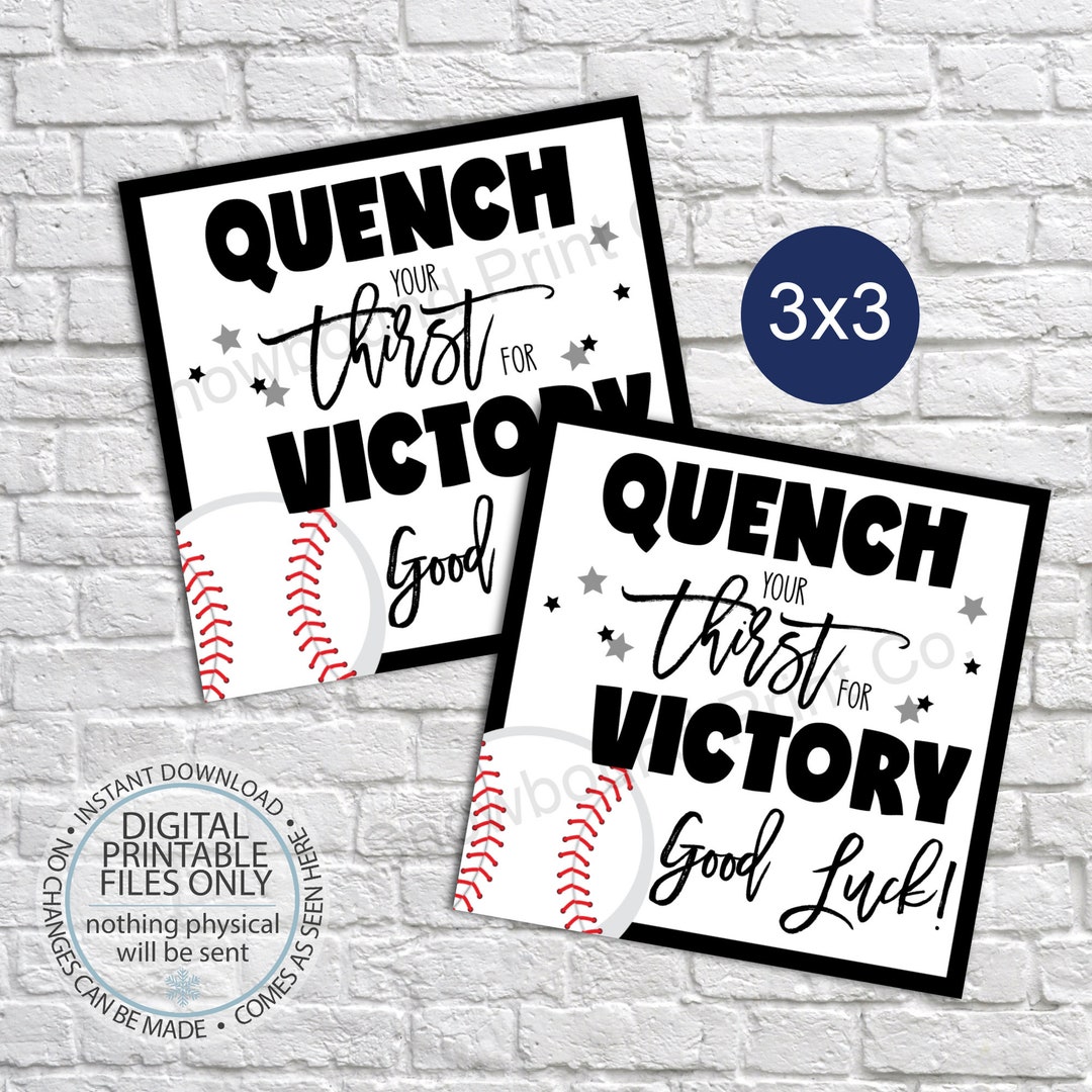 Printable Good Luck Baseball Tag, Quench Your Thirst for Victory Tag ...