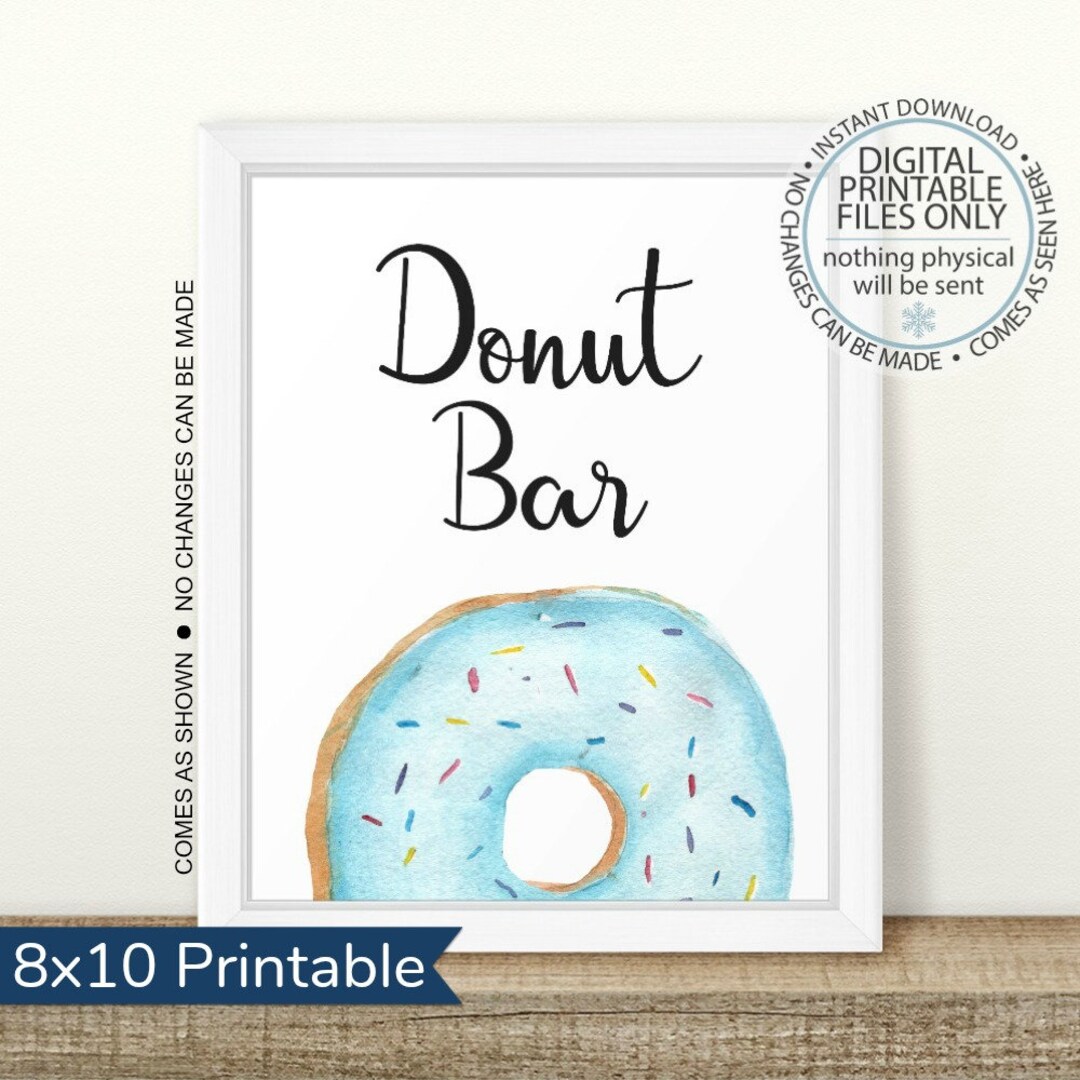 Donut Bar Sign, Donut Baby Shower Print, Donut Bar Printable Table Sign ...