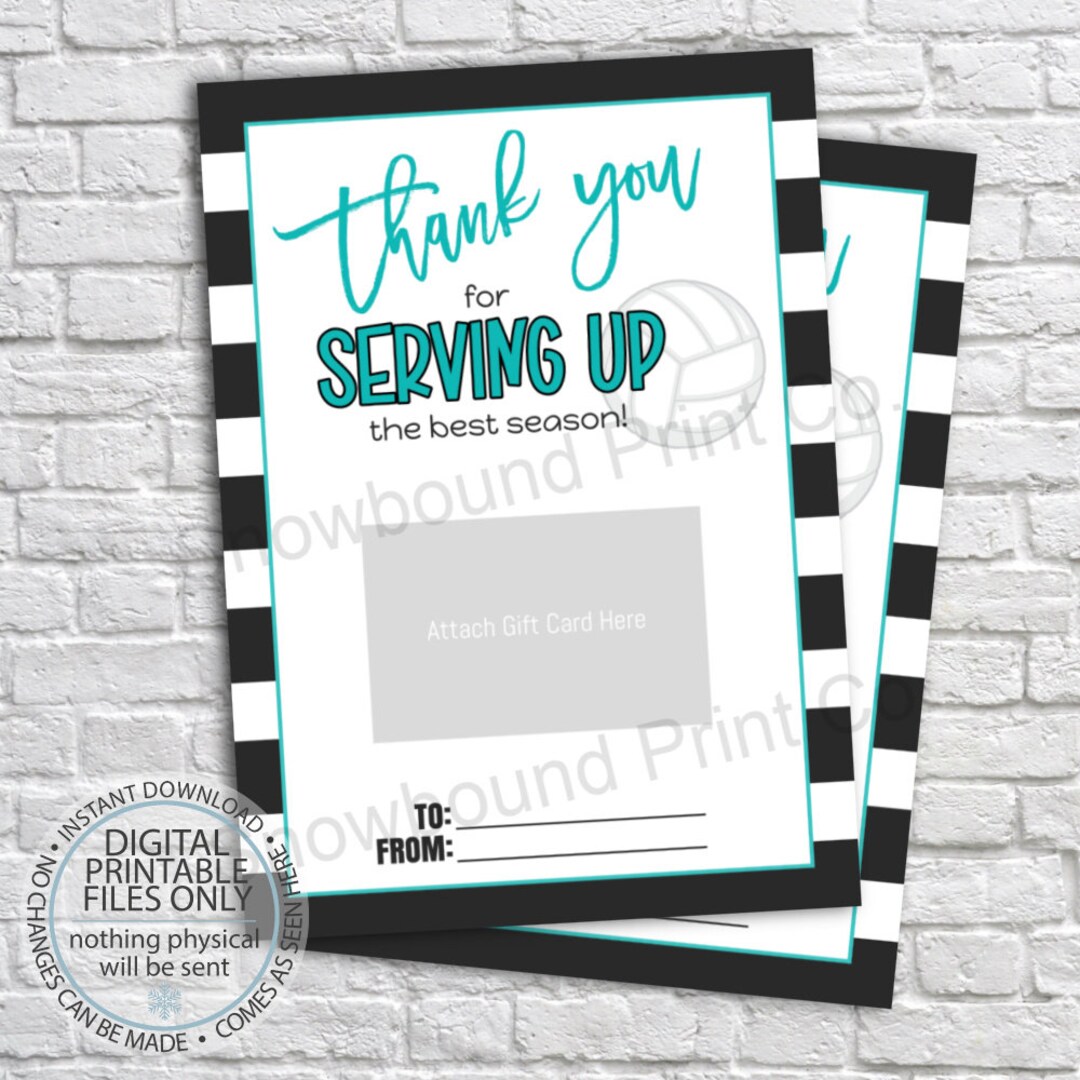 Printable Volleyball Coach Gift Card Holder, Printable Gift Card Holder ...