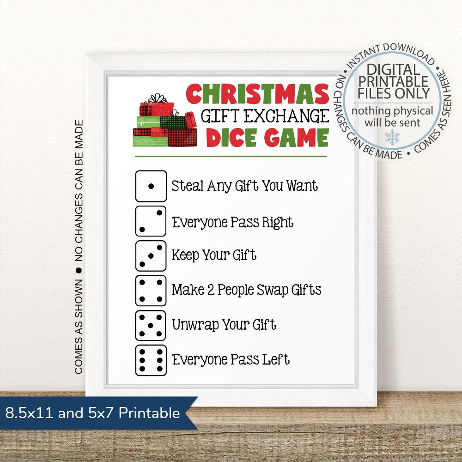 Printable Christmas Gift Exchange Dice Game Christmas Party | Etsy