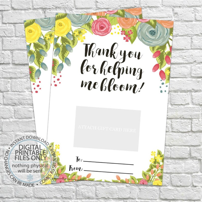 Printable Teacher Gift Thank You for Helping Me Bloom Gift - Etsy
