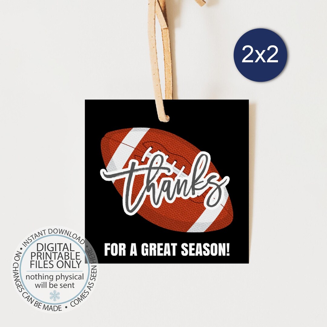 Printable Thank You Gift Tag for Football Coach, Gift Idea for Football ...