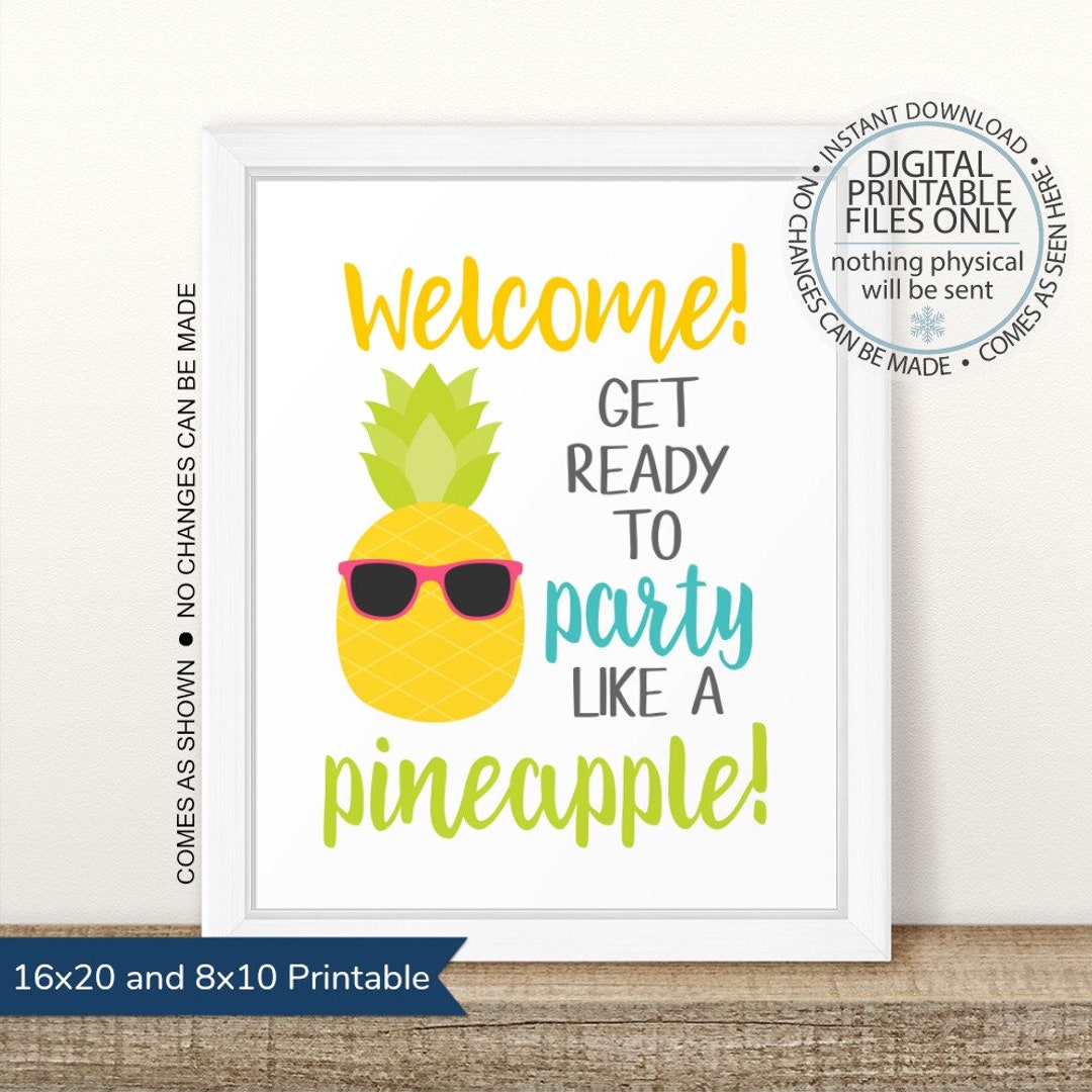 Printable Pineapple Welcome Sign, Pineapple Birthday, Summer Party Sign ...