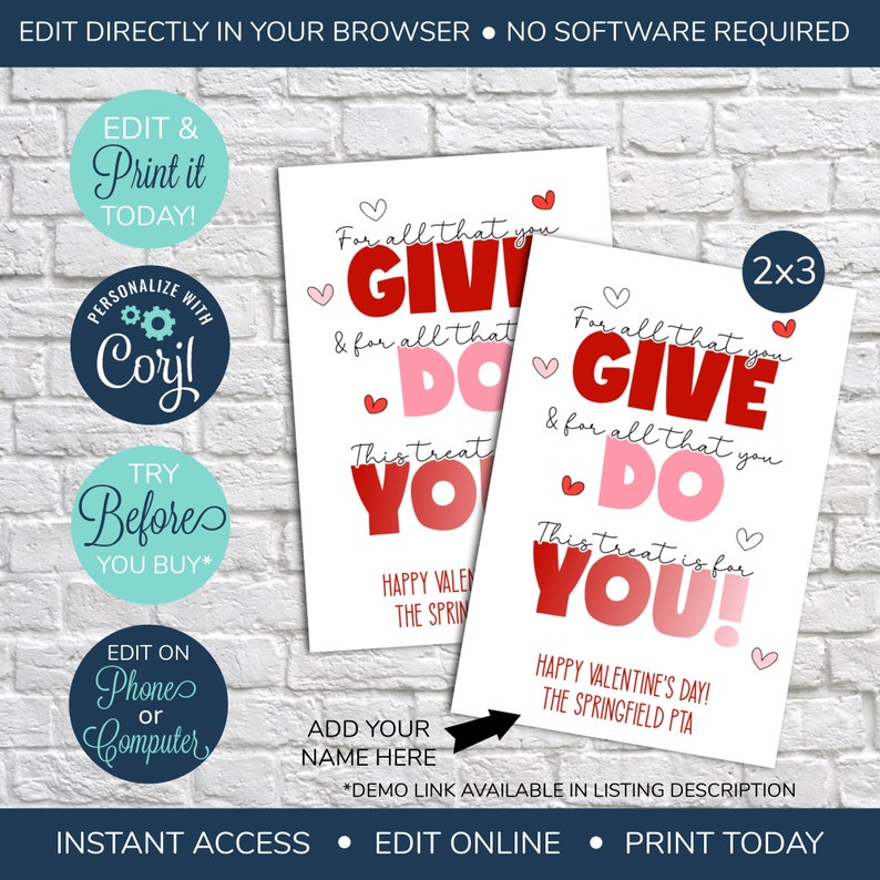 EDITABLE Valentine's Day Appreciation Gift Tag Teacher - Etsy