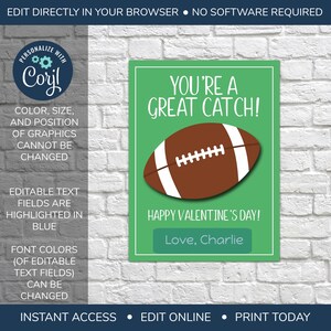 EDITABLE Classroom Valentine's Day Cards, You're a Great Catch ...