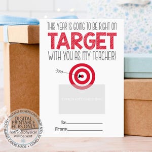 Printable Teacher Gift, Right on Target, Gift Card Holder, Thank You ...