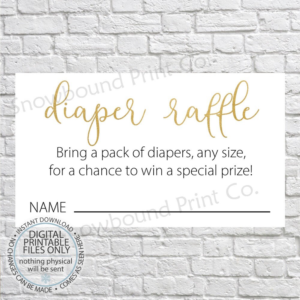 Diaper Raffle Insert Baby Shower Game Diaper Raffle Ticket | Etsy