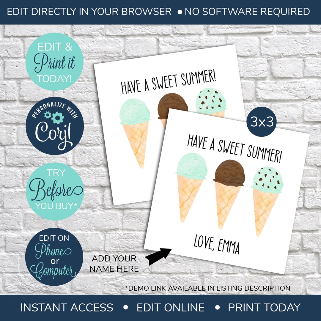 EDITABLE Have a Sweet Summer Tag, End of School Year Tag, Popsicle Tag ...