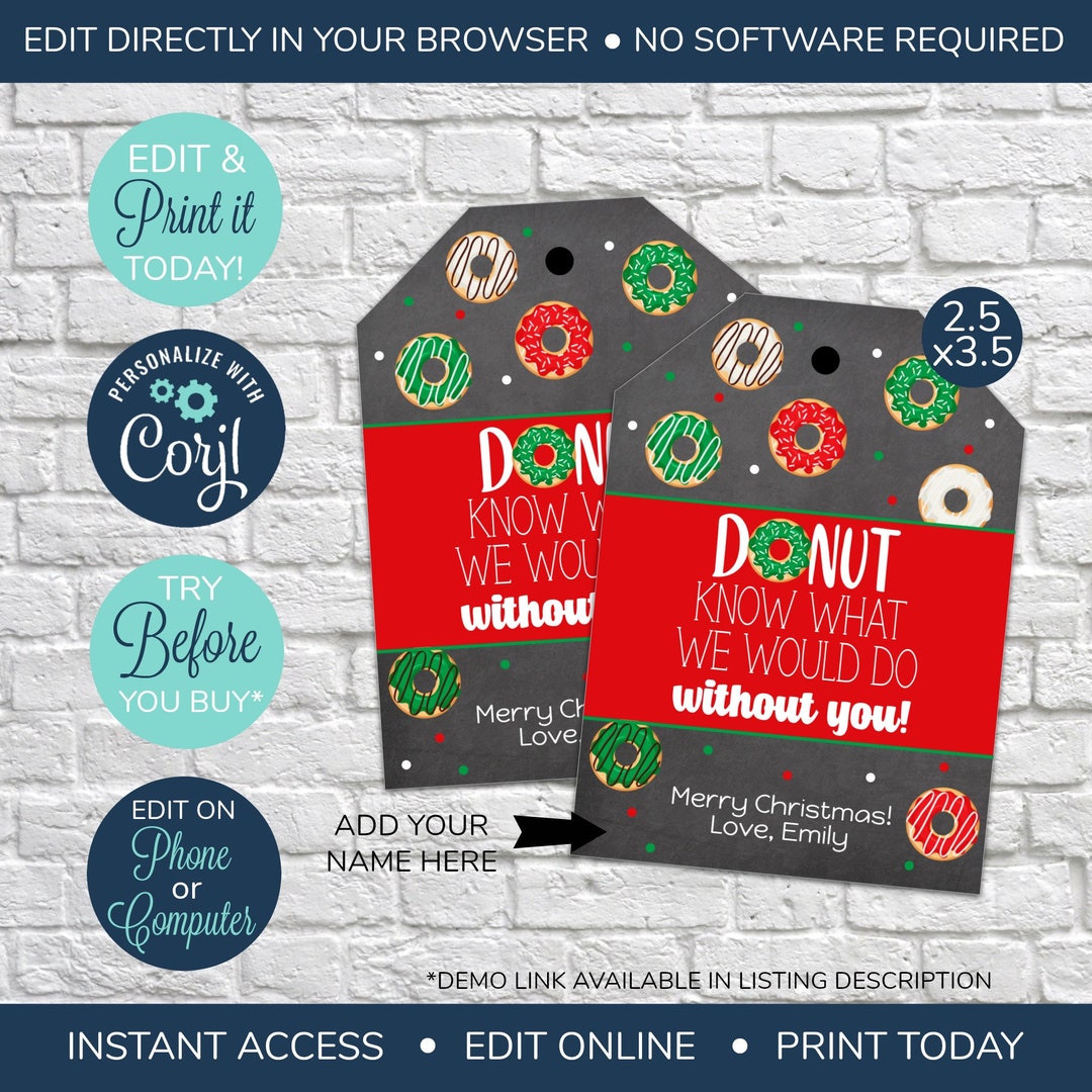 EDITABLE Donut Thank You Tags, Teacher Gift Tags, Donut Know What We ...