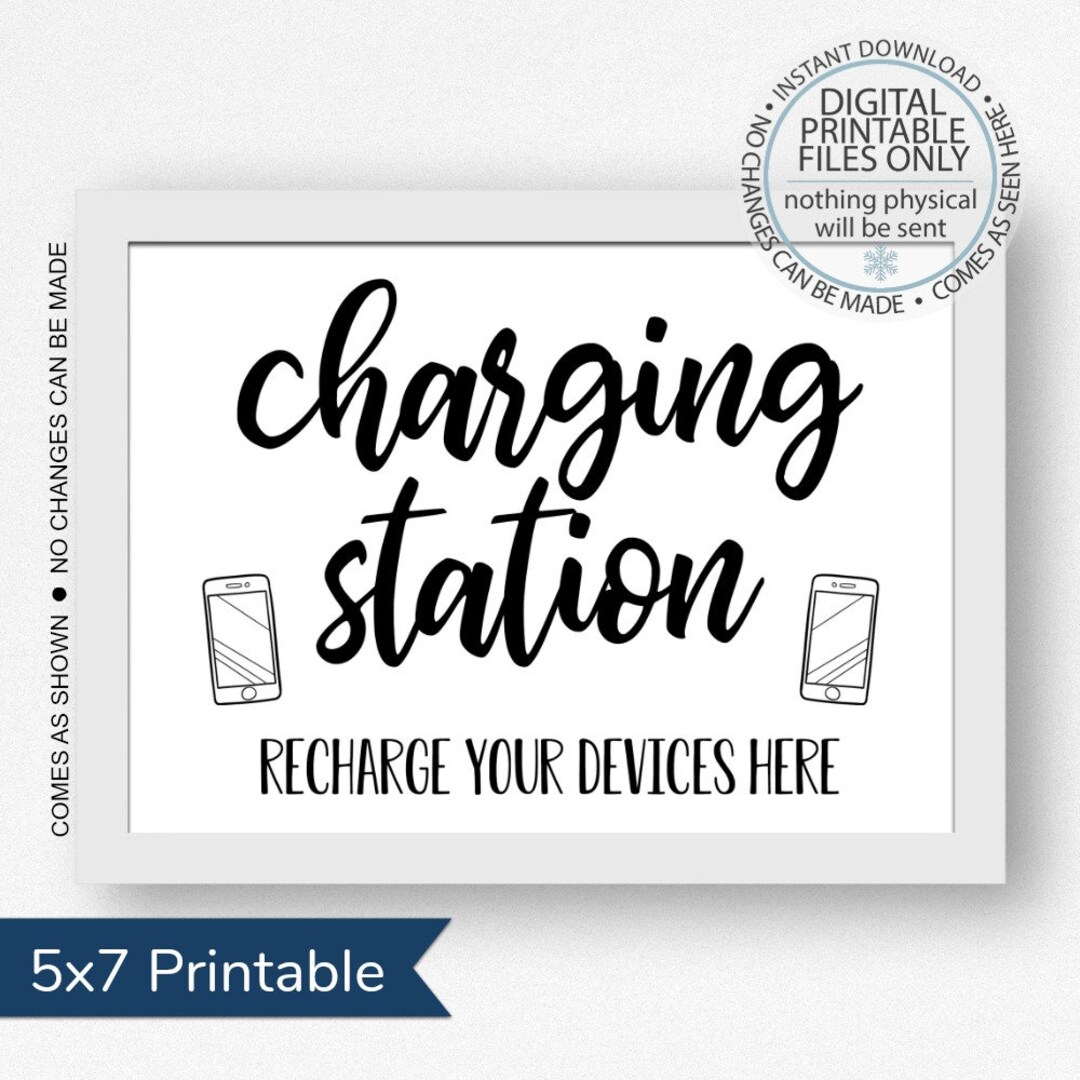 Charging Station Sign, Recharge Your Devices Here, Wedding Charge Bar ...