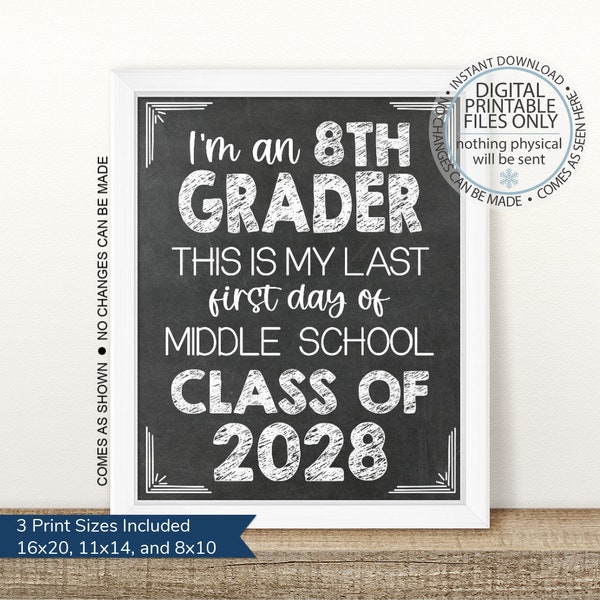 First Day of 8th Grade - Etsy
