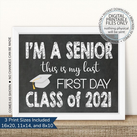 I'm a Senior First Day of Senior Year Sign Printable | Etsy