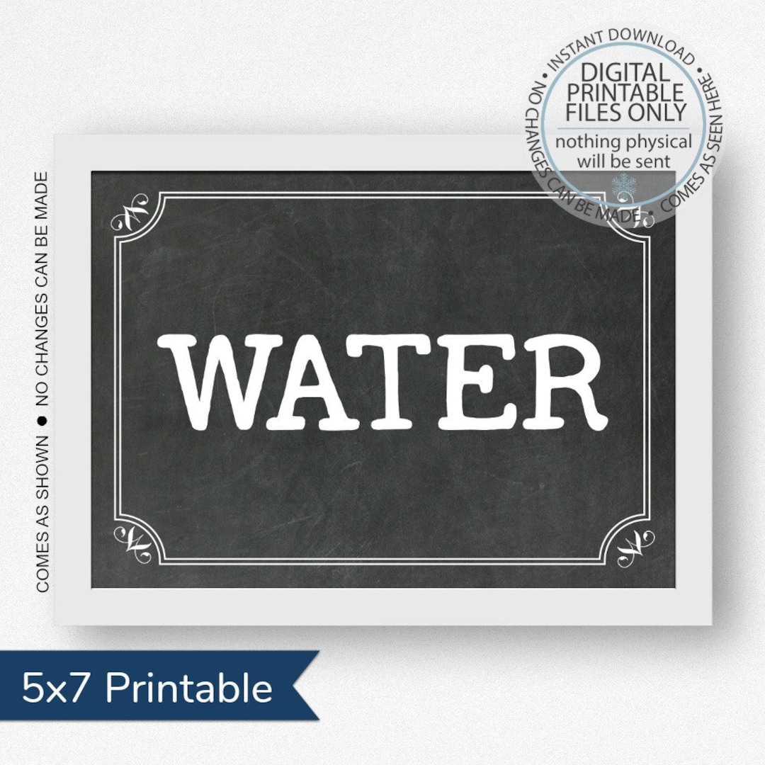Printable Water Sign, Open House Sign, Wedding Sign, Drink Station Sign ...